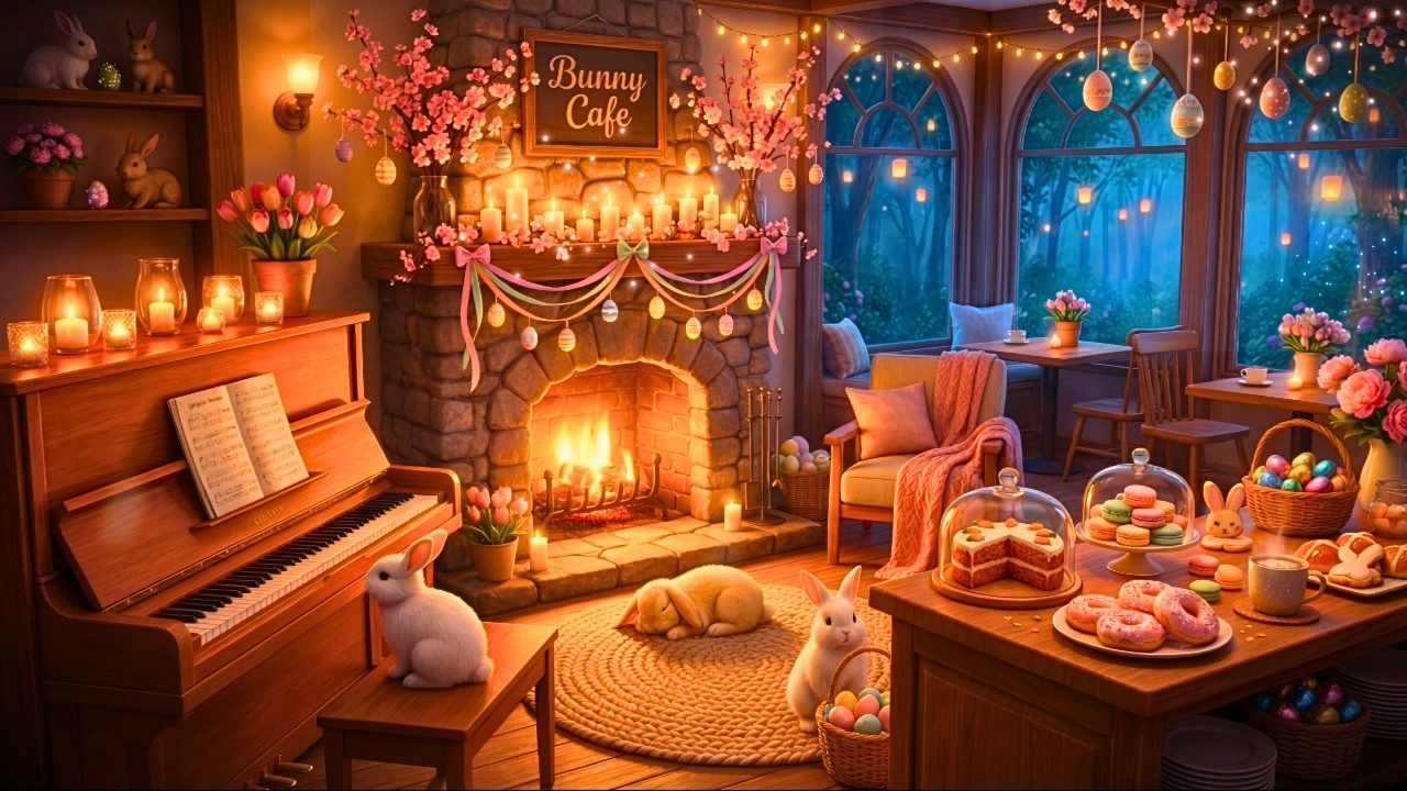 Cozy Easter Cafe 🐰 Relaxing Jazz & Bunny Bakery