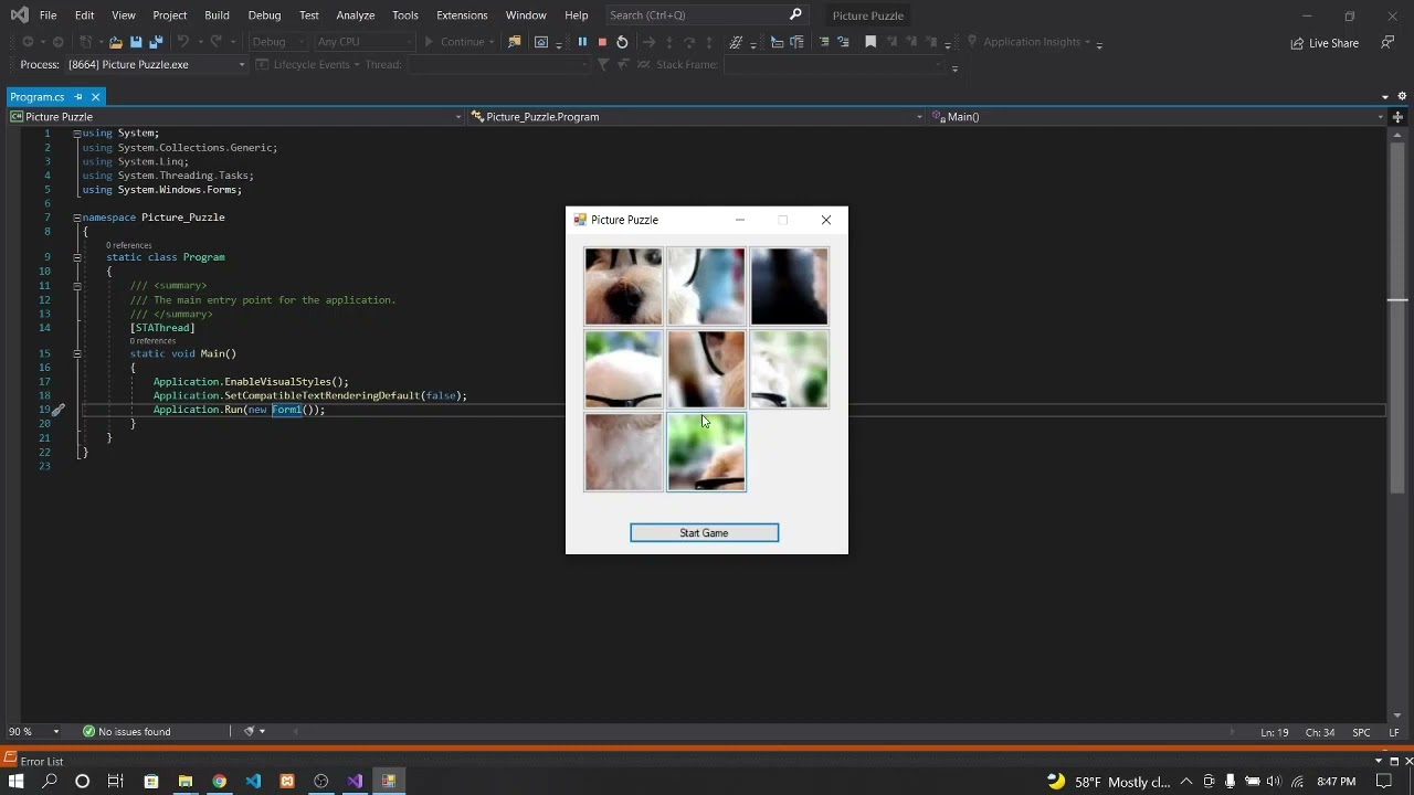 Puzzle Game in C# with source code | Source Code & Projects