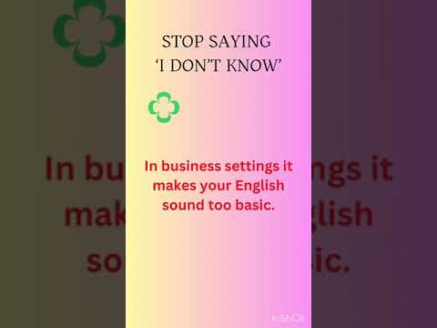 Stop saying I Don't Know! learn different phrases for speaking/ English speaking practice #english