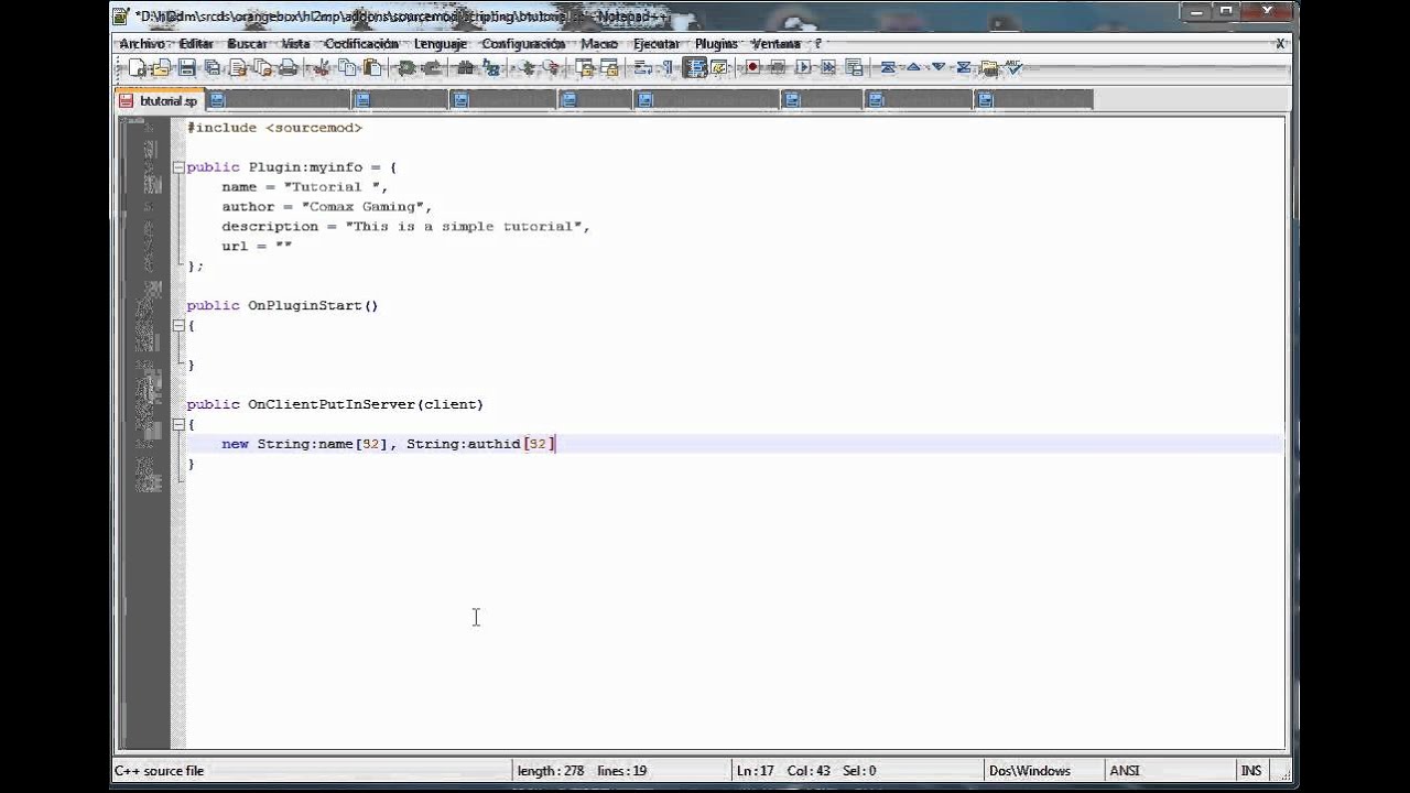 SourceMod Coding Tutorial - 2 - OnClientPutInServer (Client Spawn).