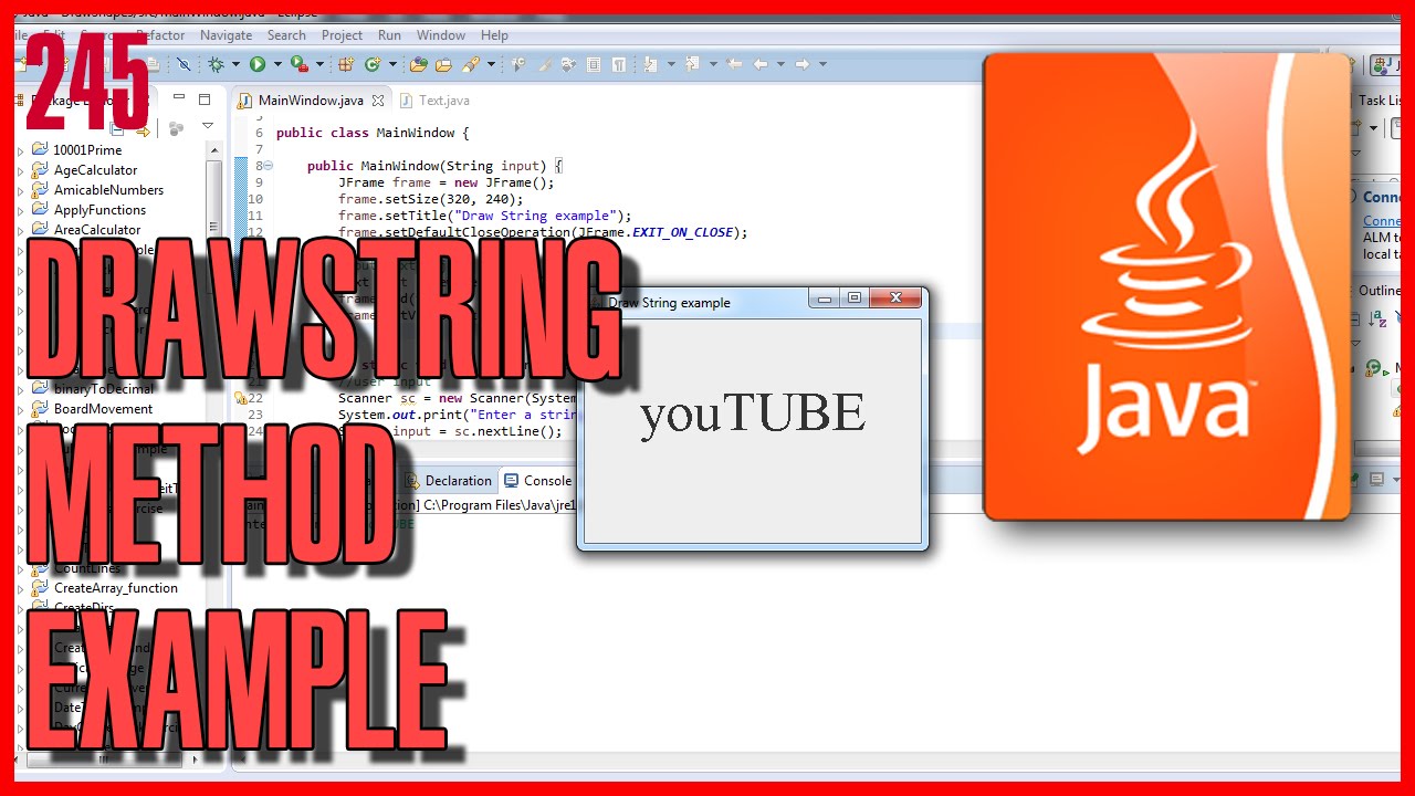 LEARN JAVA DrawString method example