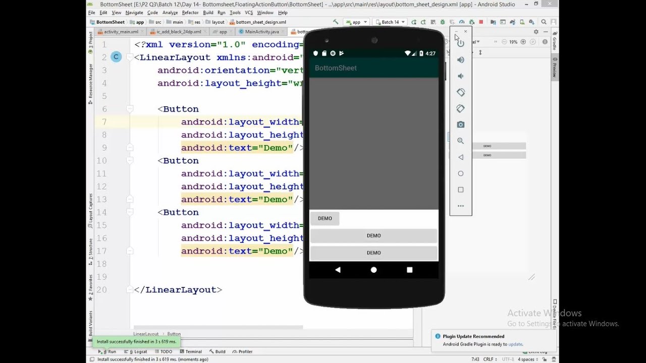 23. Android Tutorial: BottomSheet and Floating Action Button