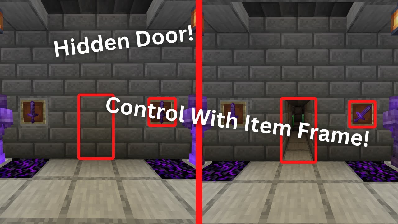 How to Make a SECRET Piston Door Using an Item Frame in Minecraft
