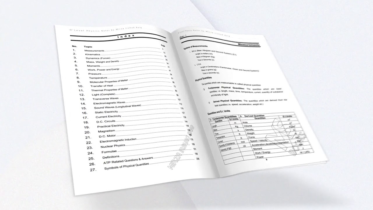 O Level Physics notes By Mirza Irshad Baig l MS Books