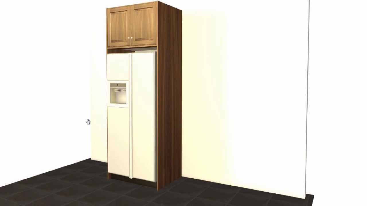 Create a standard GE refrigerator enclosure using Barker Cabinets
