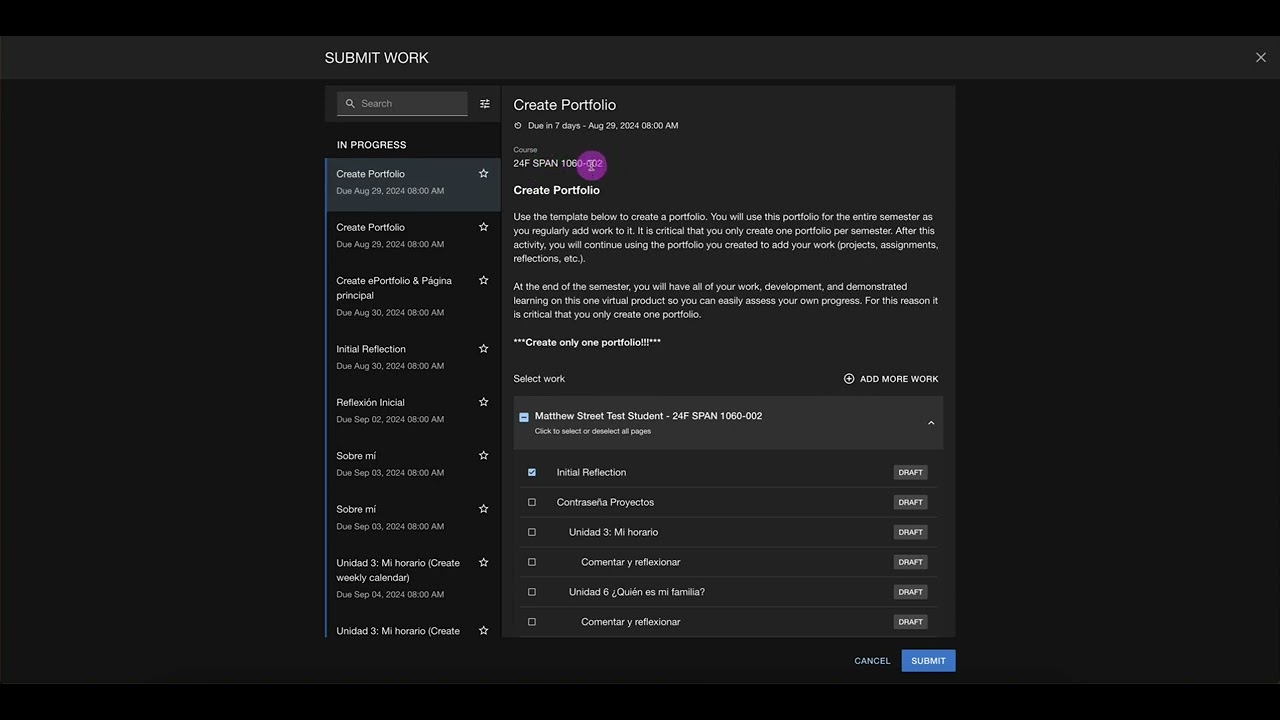Digication Kora Create a Portfolio from a Template