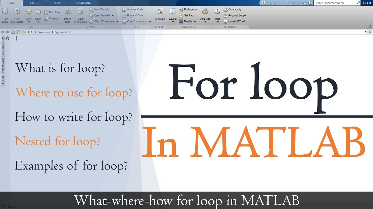 For loop in matlab code | Nested for loop in matlab | for loop Matlab example | MATLAB TUTORIALS