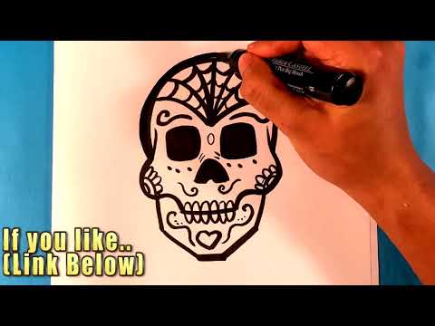 How to Draw Day of the Dead Skull - Drawing for Beginners