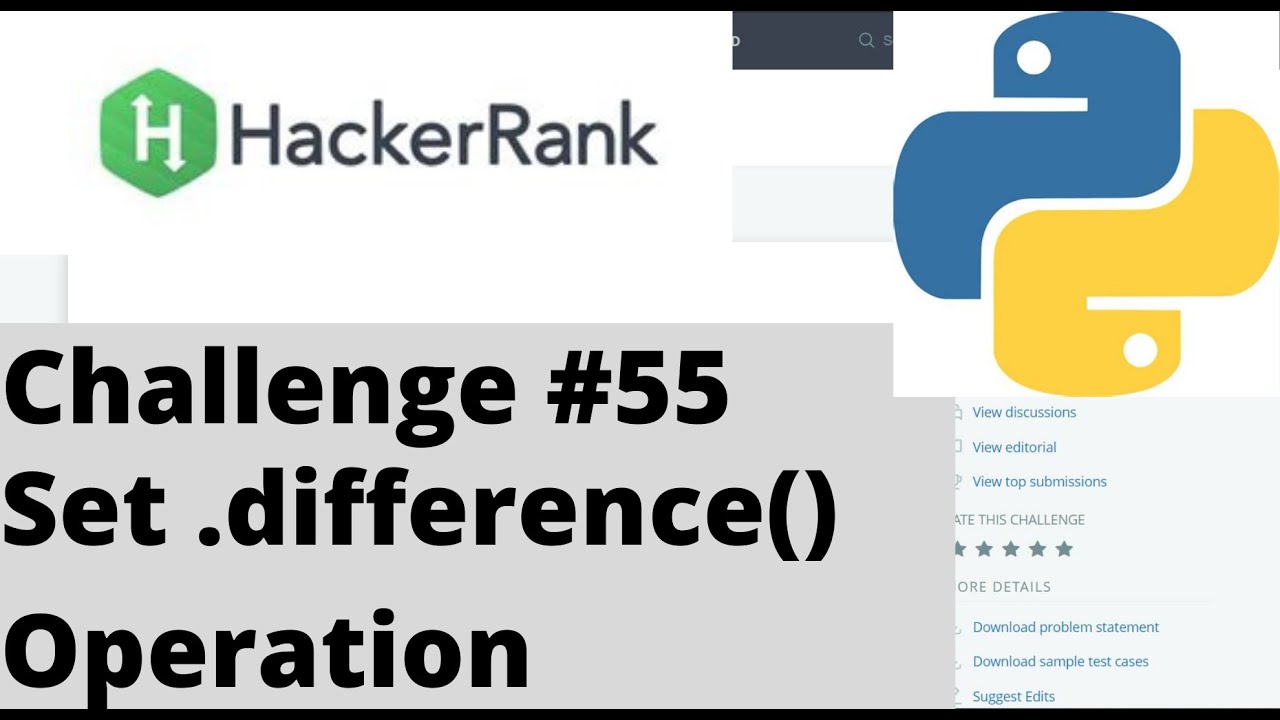 Hackerrank Python | Challenge #55 | Set .difference() Operation