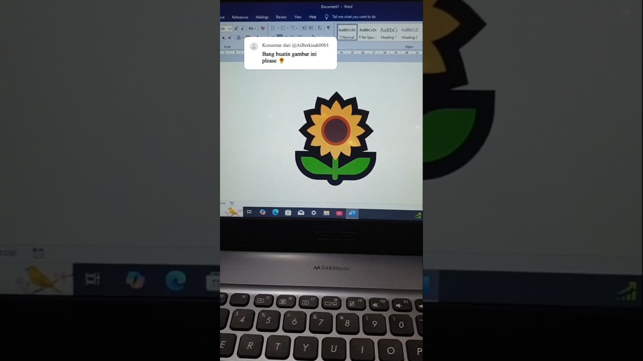 Membuat Gambar Bunga Matahari di MS Word #emoji #drawing #menggambar #tutorial #shorts #word