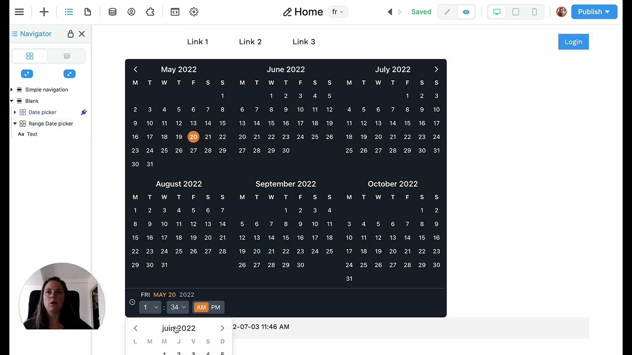 Date and time pickers