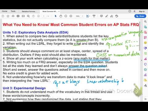 Formula Sheet and Common Mistakes