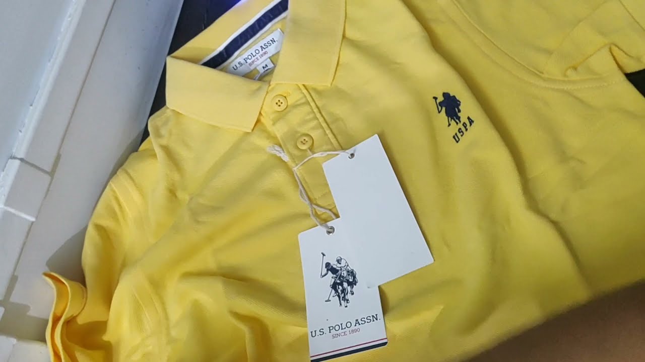 US Polo Association Men's Solid Regular Fit Polo | Yellow T-shirt | Unbox Anything