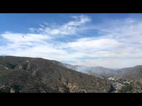 MD-87 airtanker drop Laguna Canyon fire 2015-07-03