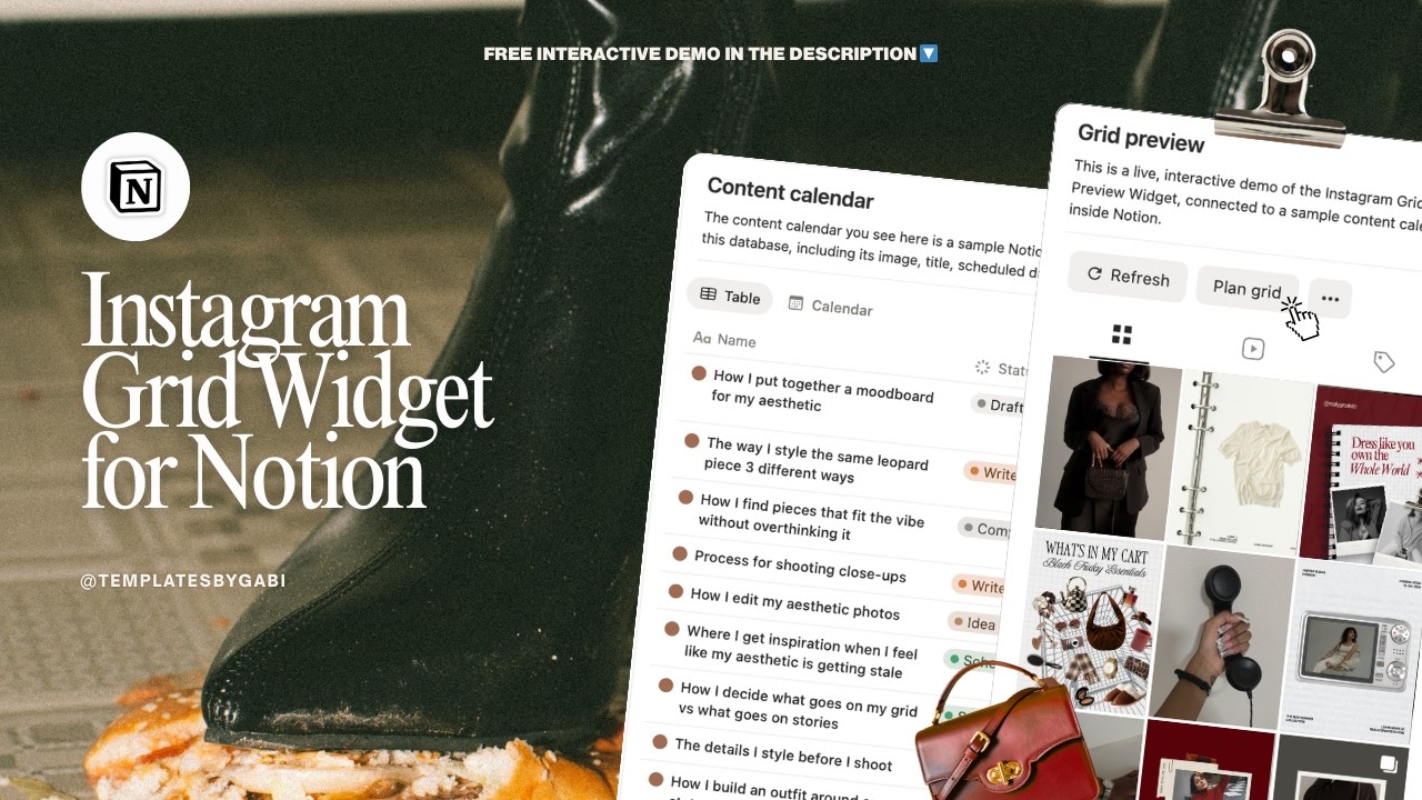 💻 How to get an Instagram grid preview in Notion (that syncs with your database) | IG Grid Widget