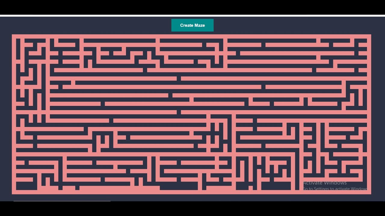 Maze Generation Demo (Recursive Division Algorithm) with Vanilla JavaScript Animation
