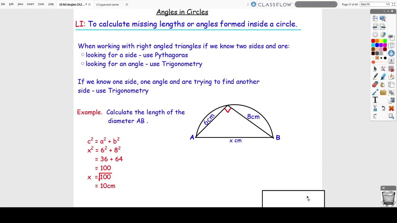 Pythagoras and trig in a semi circle