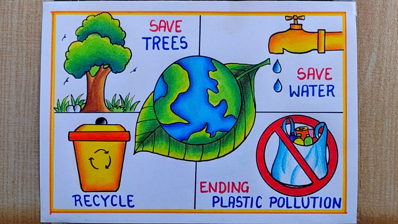 Environment Day Drawing| World Environment Day Poster drawing| Save Earth Poster drawing|Save Nature