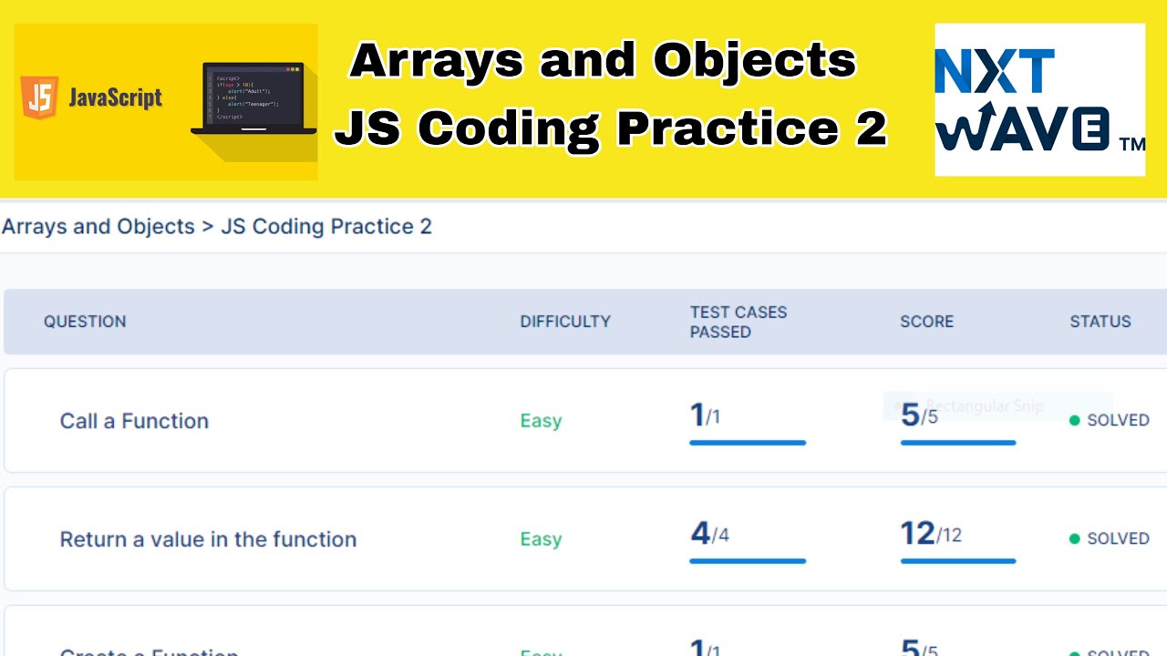 Arrays and Objects | JS Coding Practice 2 Answers | JavaScript | NxtWave | CCBP 4.0