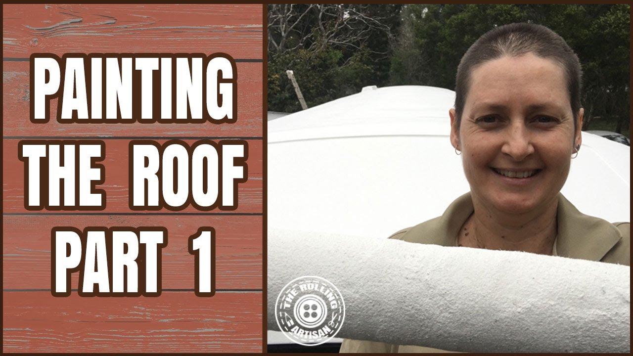 Painting the bus roof with Thermoshield paint