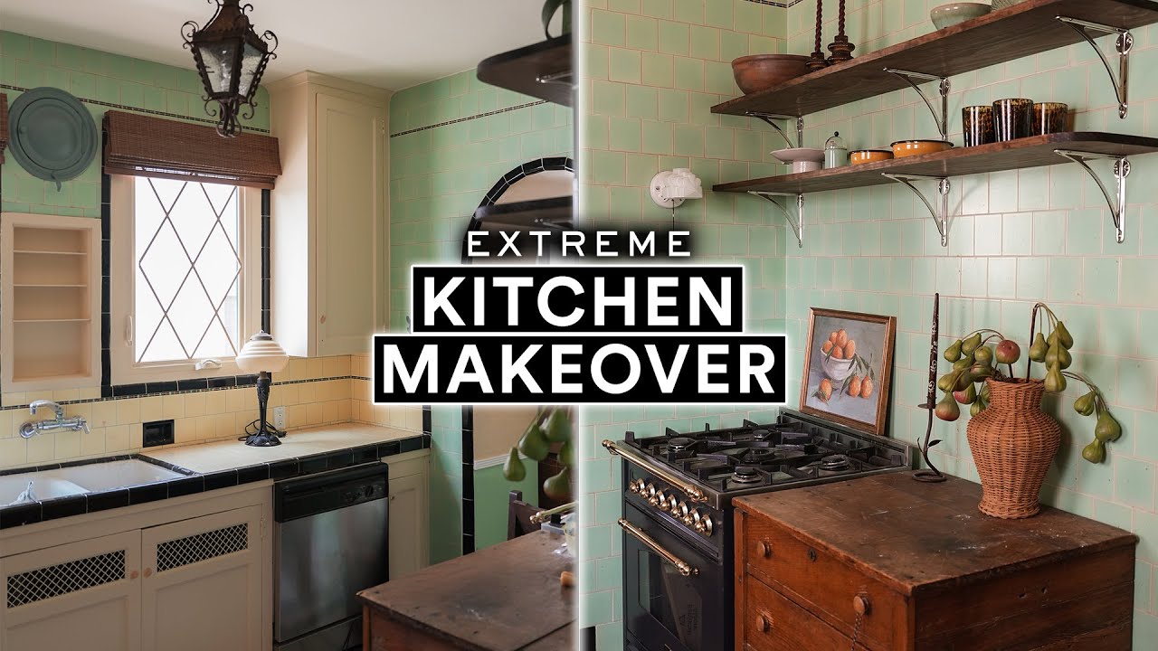 EXTREME 1920’s Kitchen Makeover 🔨 *DIY Bistro Shelves & New Appliances!* Ep 3