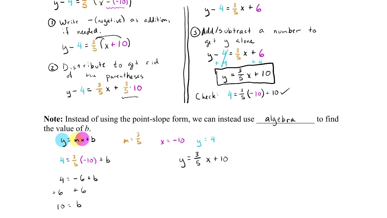 Linear Models - Concept 4 - Building a Linear Model Using the Point Slope Form