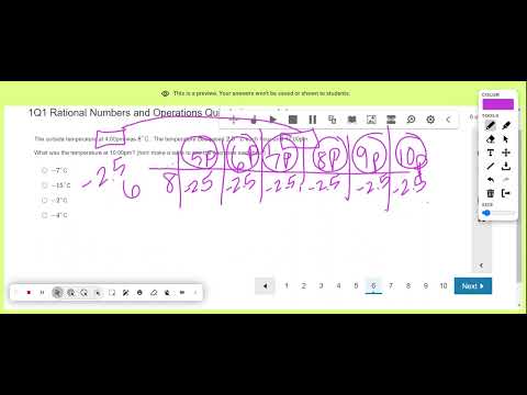 Elmhorst Math Rational Numbers and Operations Quiz