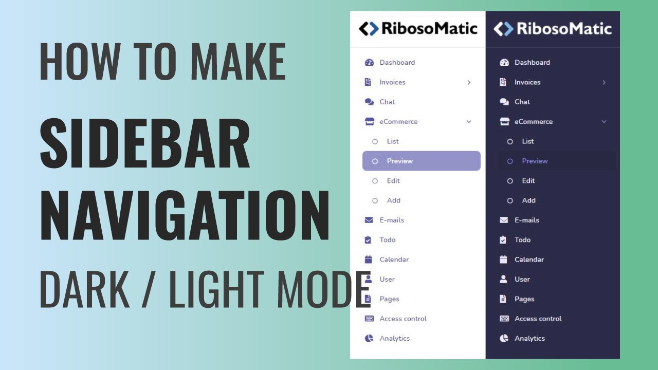 How To Create Side Navigation Bar Dark/Light Mode HTML, CSS, JavaScript