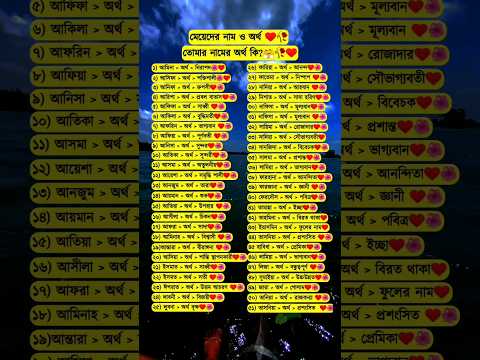 মেয়েদের নামের অর্থ। তোমার নামের অর্থ কী?#shorts#youtubeshorts