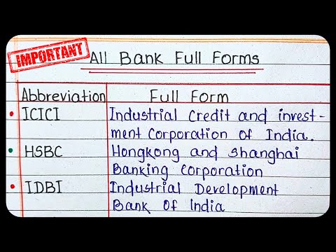 Full Form of All Bank Name in India | all bank full form list | full forms of Indian Banks