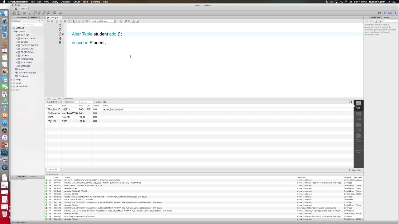 Databases: Modifying Tables