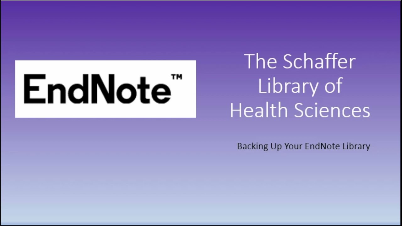 Backing up Your EndNote Library