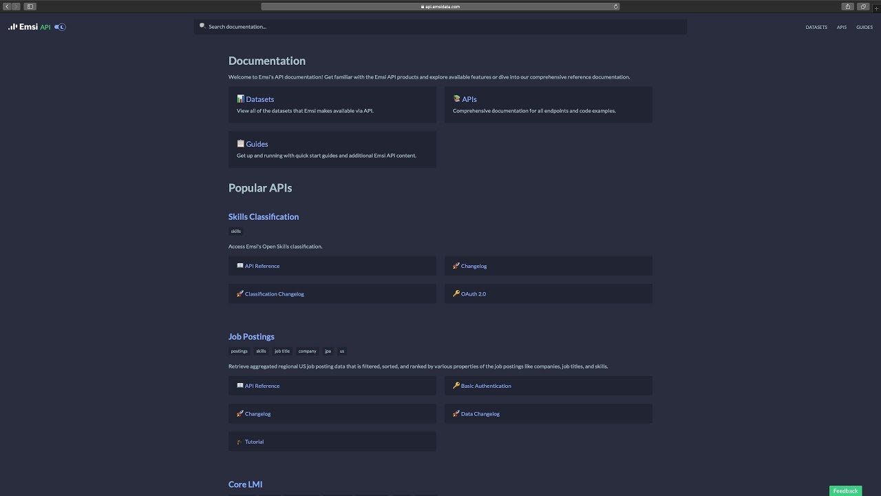 Emsi API Documentation Site