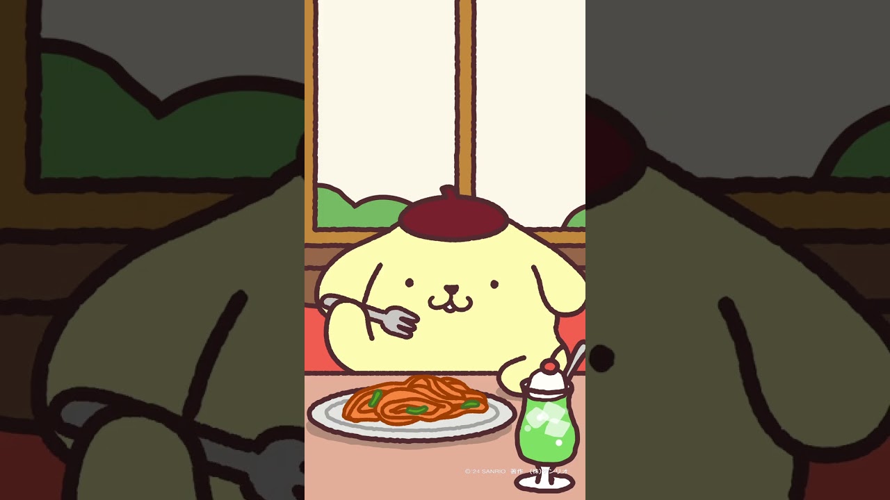 One big bite 😋 #Pompompurin #HelloKittyandFriends #Sanrio