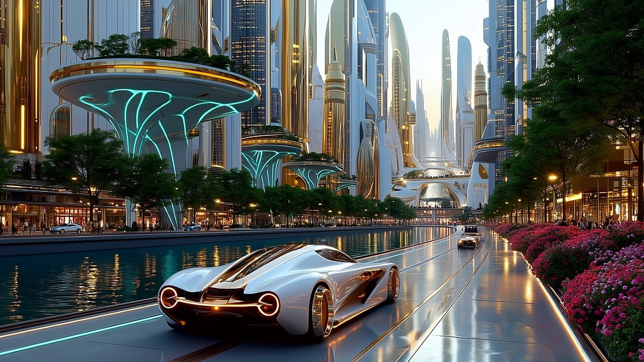 Future City 2050 in 4K | Smart Utopia, AI Transport, Luxury Domes & Neon Roads