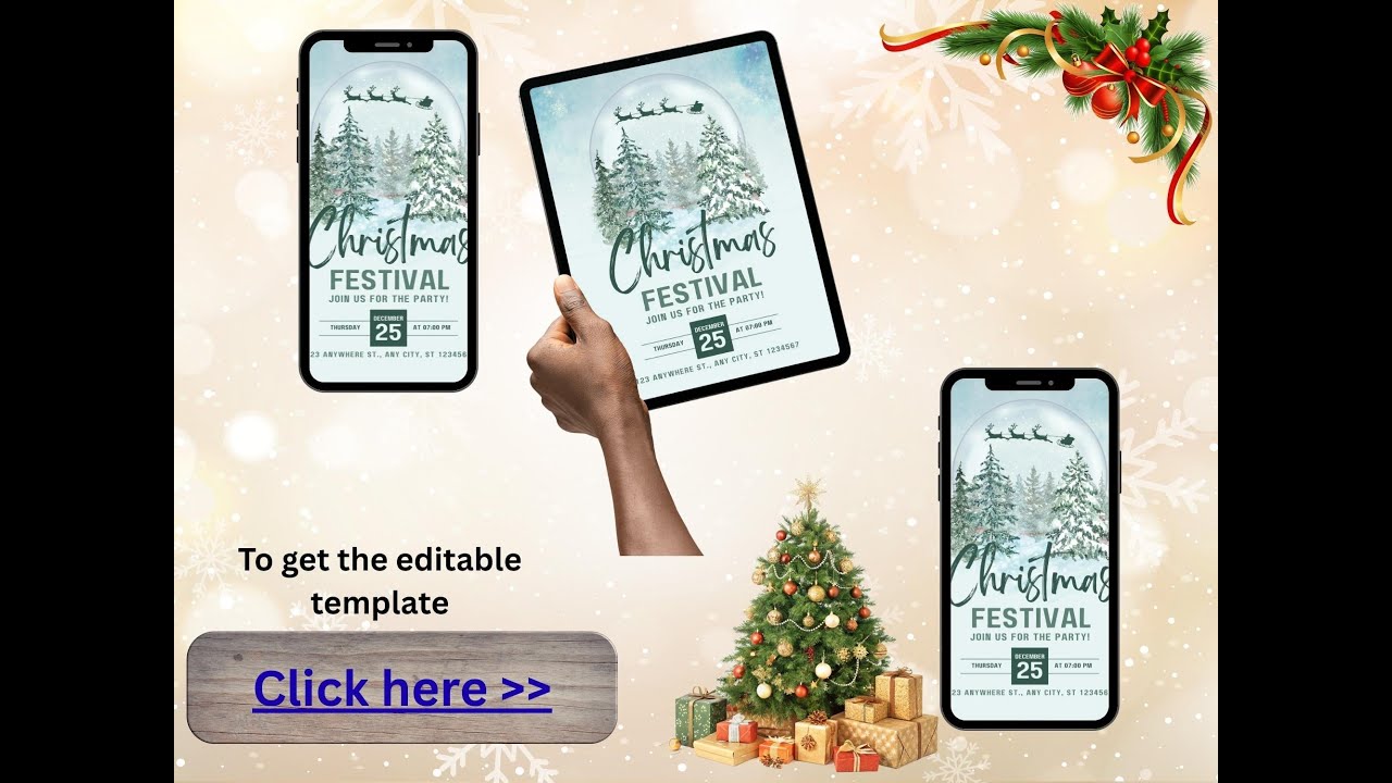 🎄 Editable Santa Sleigh Christmas Invitation | Easy Holiday Evite Tutorial 🎅