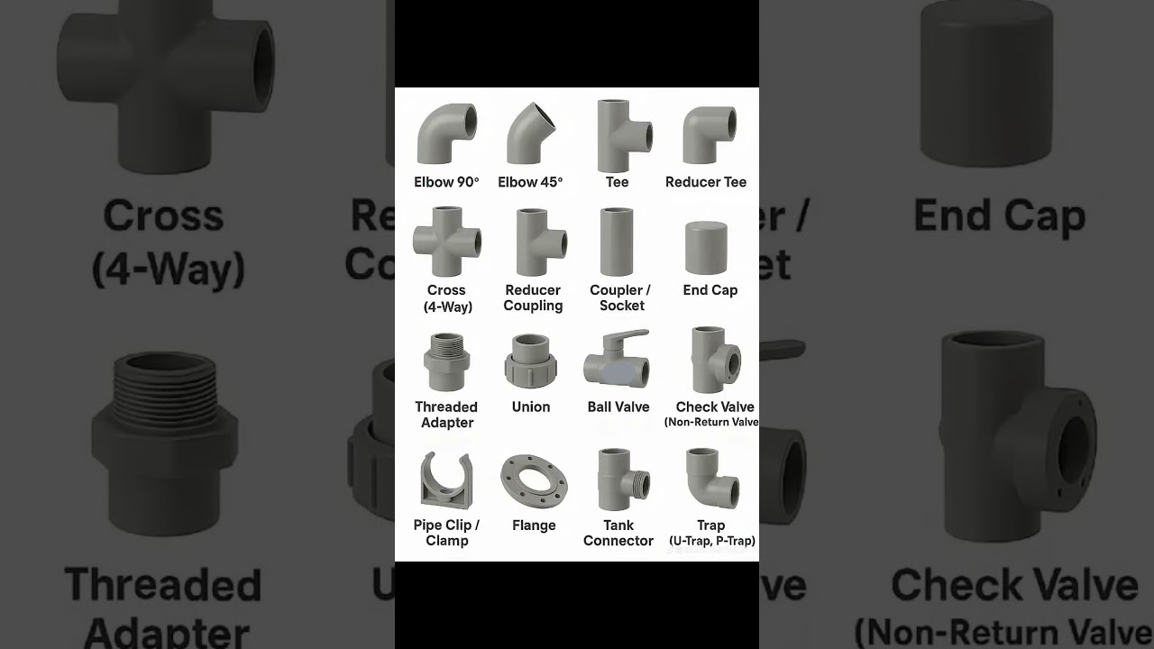 Types of Plumbing Fittings #pipe #plumbing #plumber #plumbingskills #pipelining #mep #mepengineering