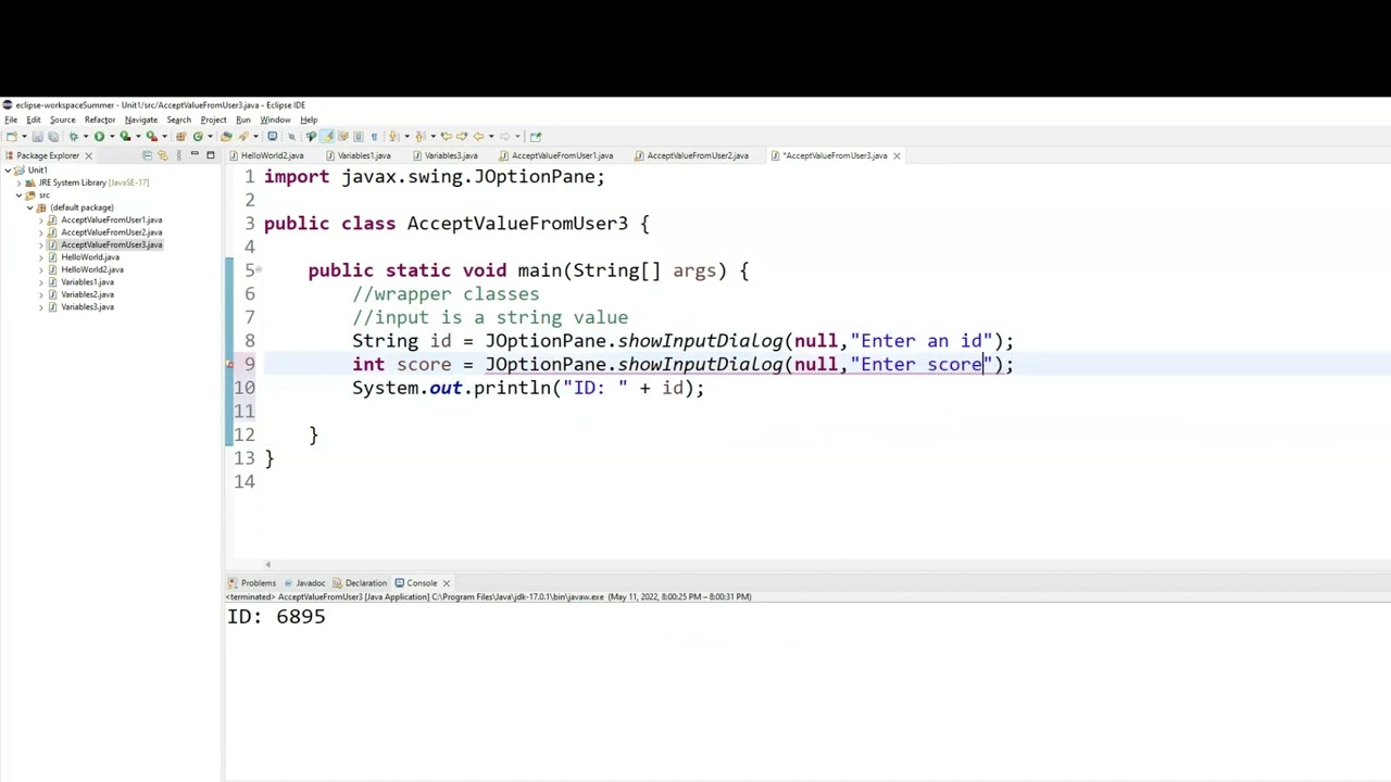 How to accept GUI Input in Java using Dialog boxes | Java Tutorial | Java Wrapper Classes