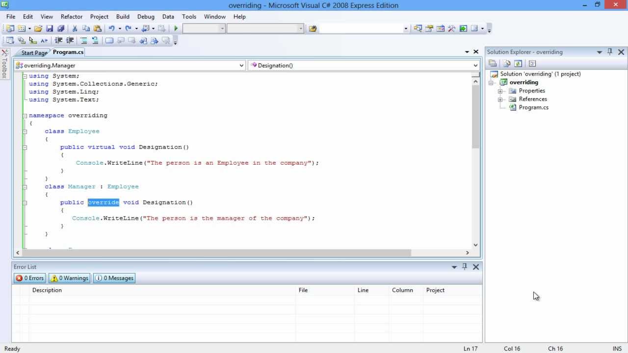 How to Implement Overriding Methods in C#