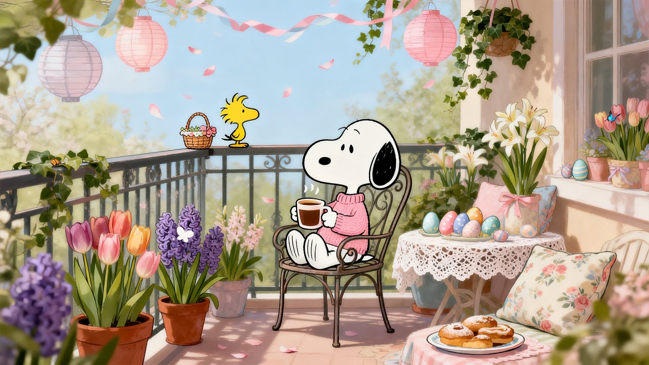 🐣☀️ Snoopy Easter Peaceful Morning | Warm Lofi Music for Relax, Study & Focus