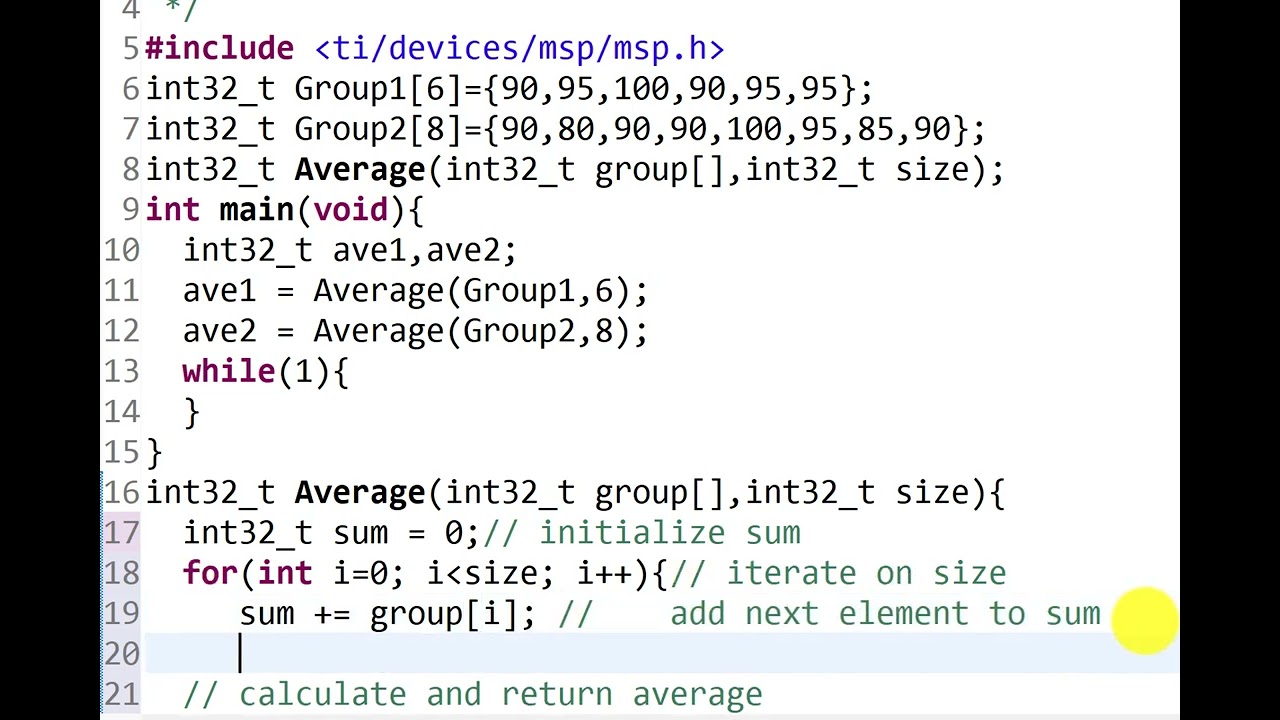 C function to find the average of an array