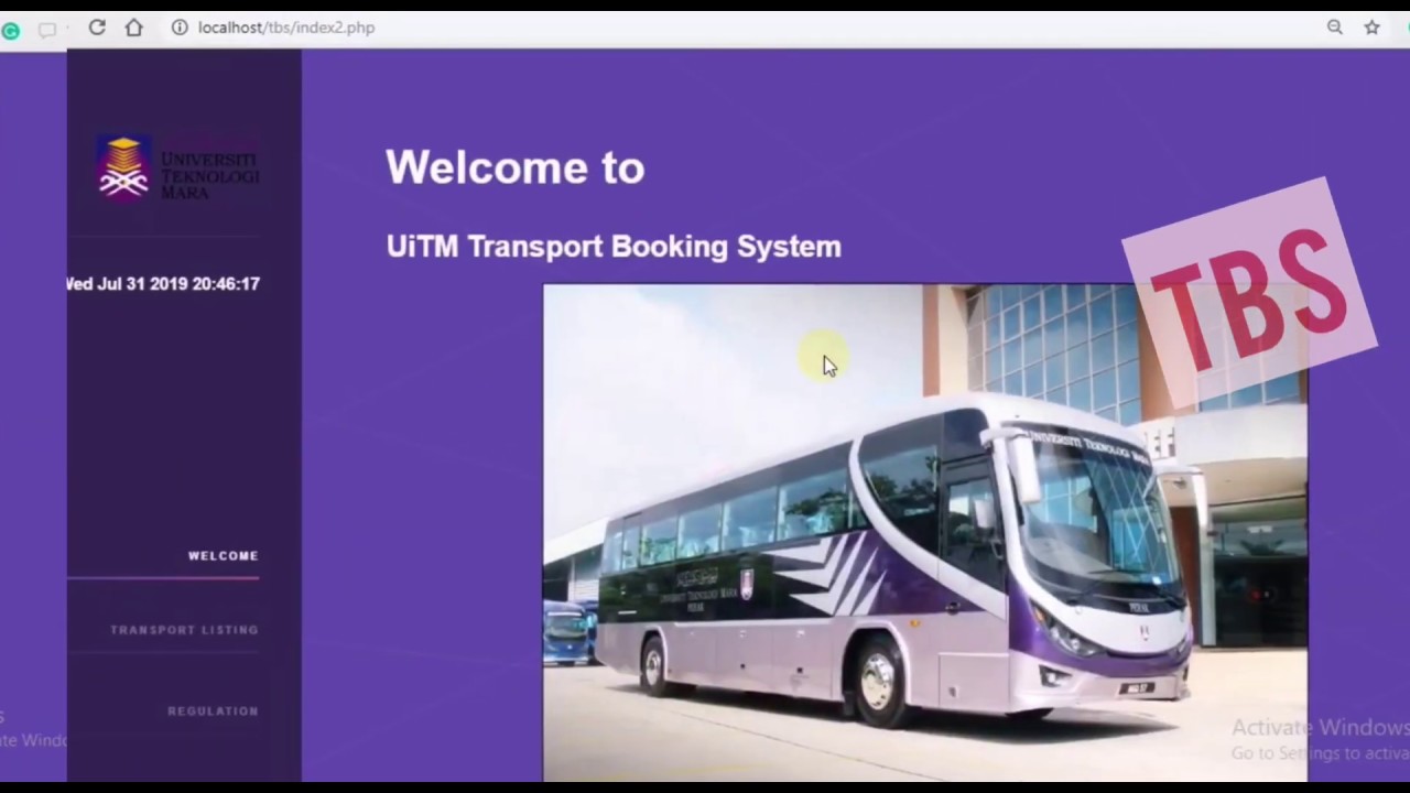 GDIID 2019 | ID 82 : TRANSPORTATION BOOKING SYSTEM FOR UITMCTKKT