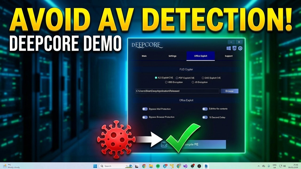 Cybersecurity Lab Demo: FUD Crypter + PDF Exploit | Antivirus Evasion Test | DeepCore Security