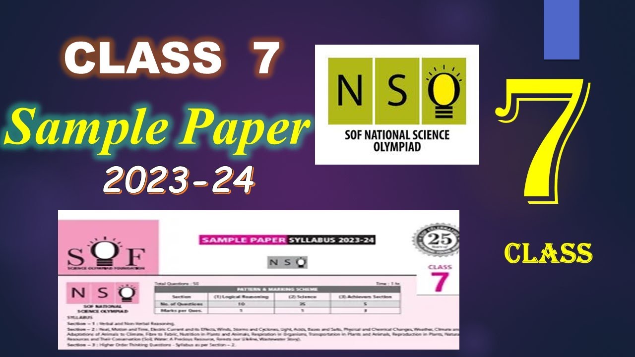 NSO Class 7 | Sample paper 2023-24 | NSO Sample paper for grade 7 with explanation | Class 7 NSO