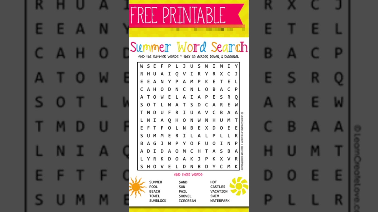 search the summer words