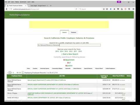 PublicEmployeeSalaries.com California Federal Employee Salary look up tool.