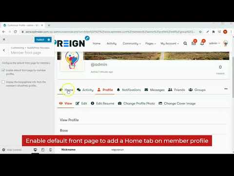 How to Set BuddyPress Nouveau Member Front Page - Reign BuddyPress Theme - WordPress Community Theme
