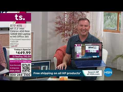 HP 17.3" Intel Celeron 4GB RAM 128GB SSD Laptop with MS ...