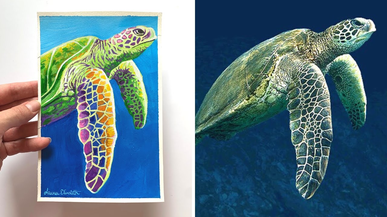 Easy Beginner Sea Turtle Painting in Only 1-Hour