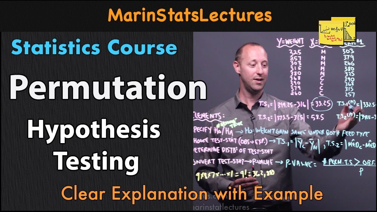 Permutation Hypothesis Testing with Example | Statistics Tutorial # 37 | MarinStatsLectures